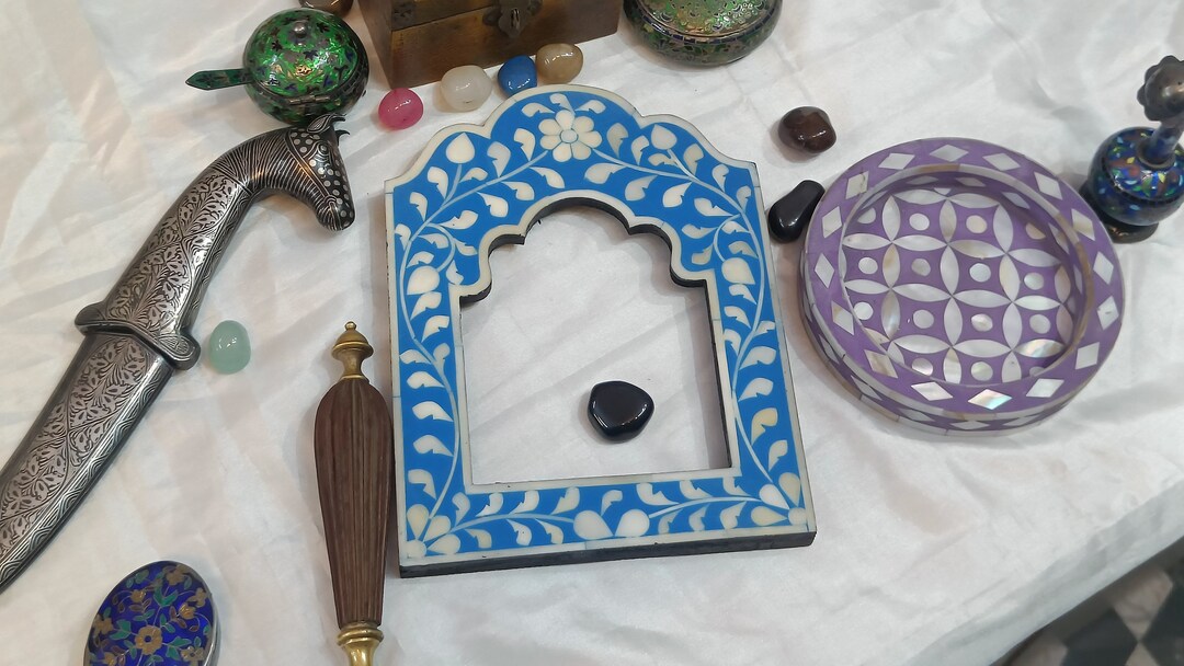 Handcrafted Traditional Arch Bone Inlay Decorative Frame Artisan Decor ...