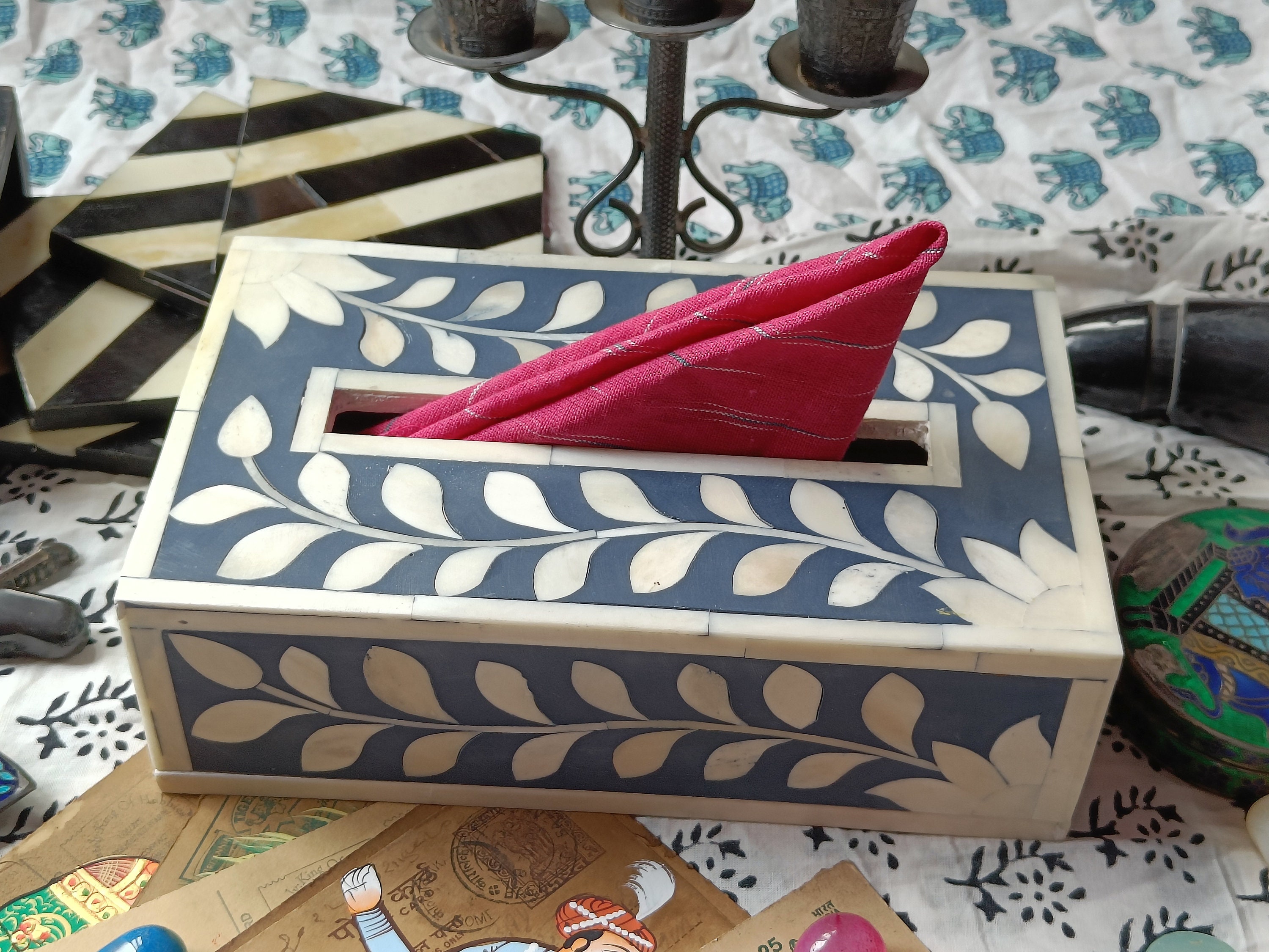 Chic and Elegant Bone Inlay Tissue Box an Artistic Addition to Your ...