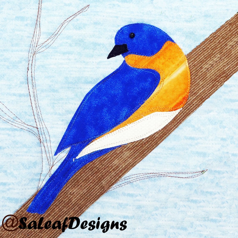 Bluebird Fabric Collage - Etsy