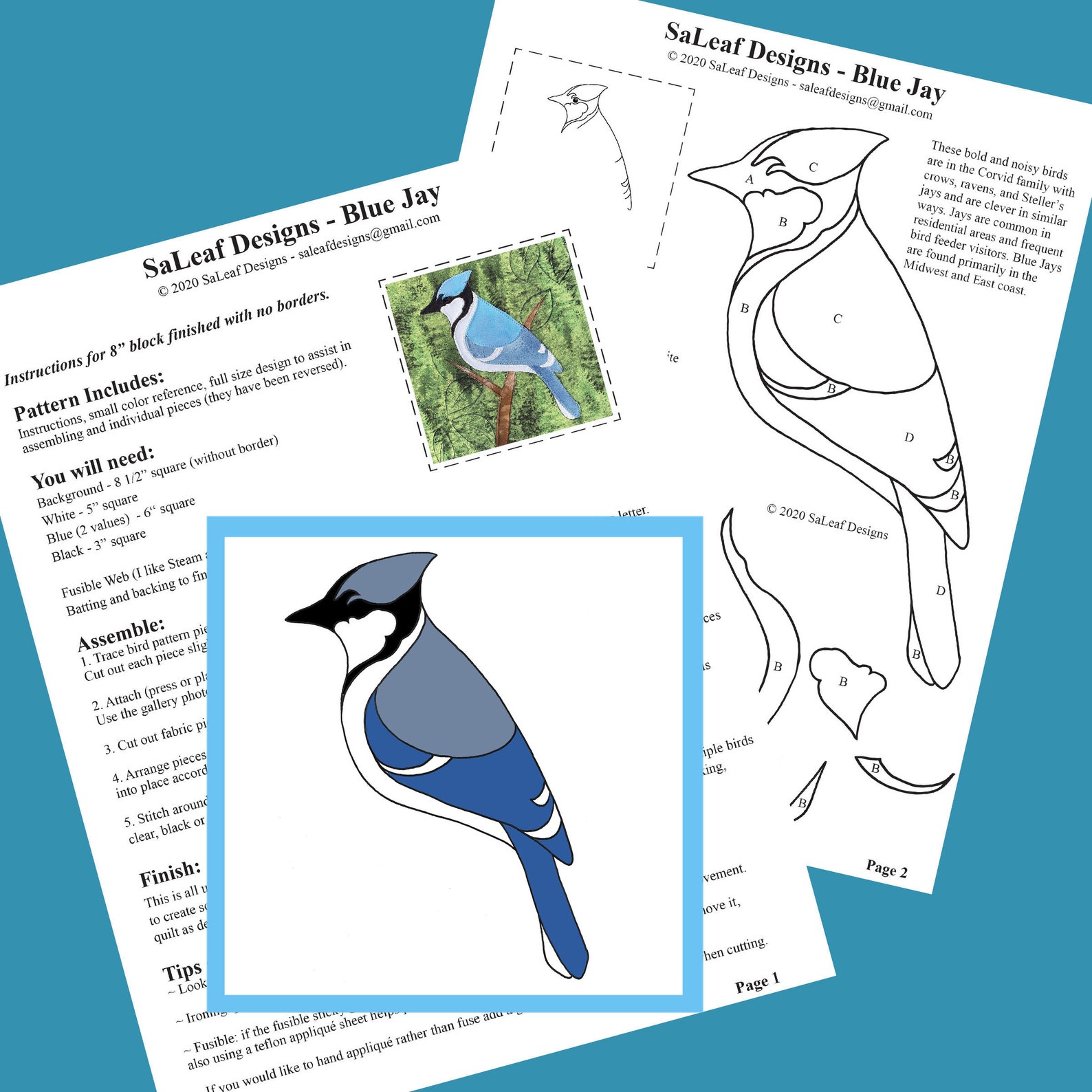 Blue Jay - Bird Applique Quilt Pattern - PDF Digital Download - Etsy