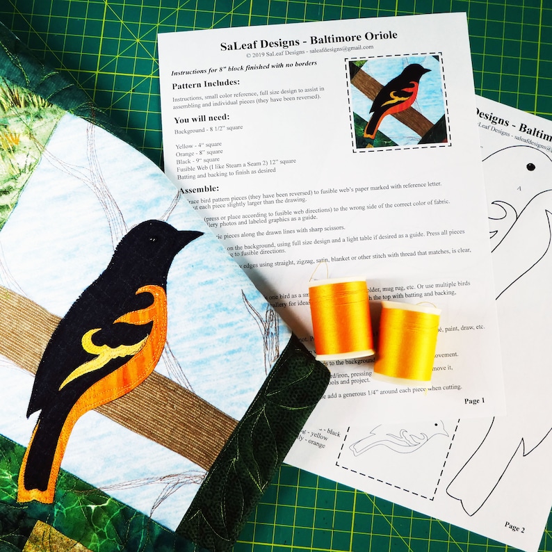 Baltimore Oriole Bird Quilt Pattern PDF Download - Etsy