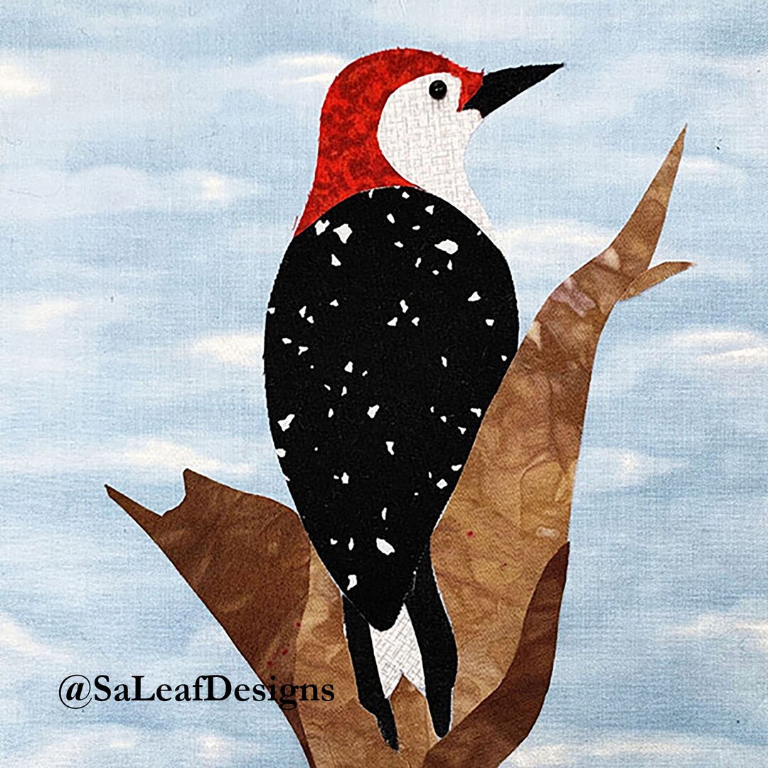 Red-bellied Woodpecker - Bird Applique Quilt Pattern - Digital Download ...