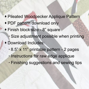 Pileated Woodpecker - Bird Applique Quilt Pattern - Digital Download - Etsy