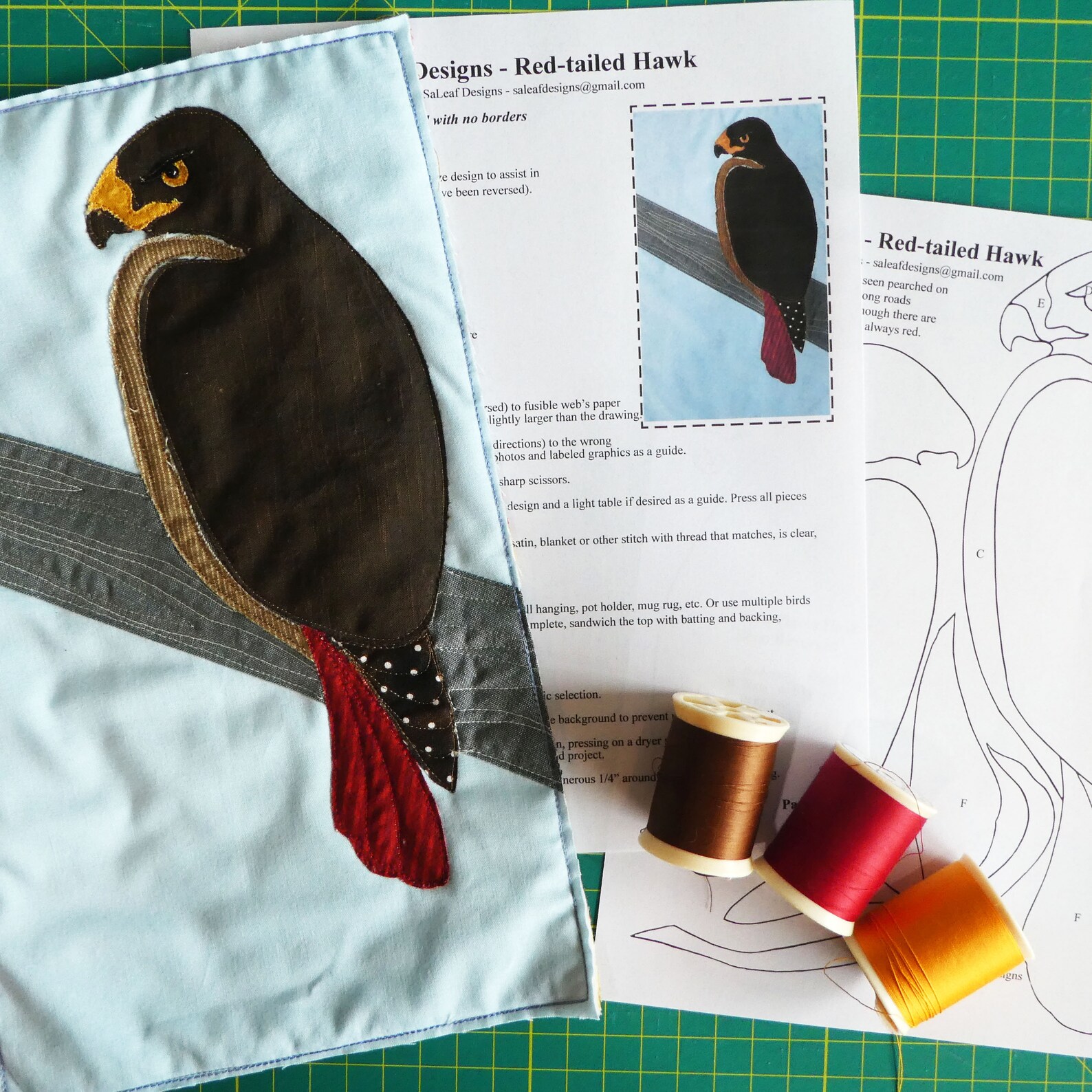 Red-tailed Hawk Bird Quilt Pattern PDF Download | Etsy