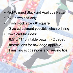 Red-winged Blackbird - Quilt Pattern - PDF Download - Etsy