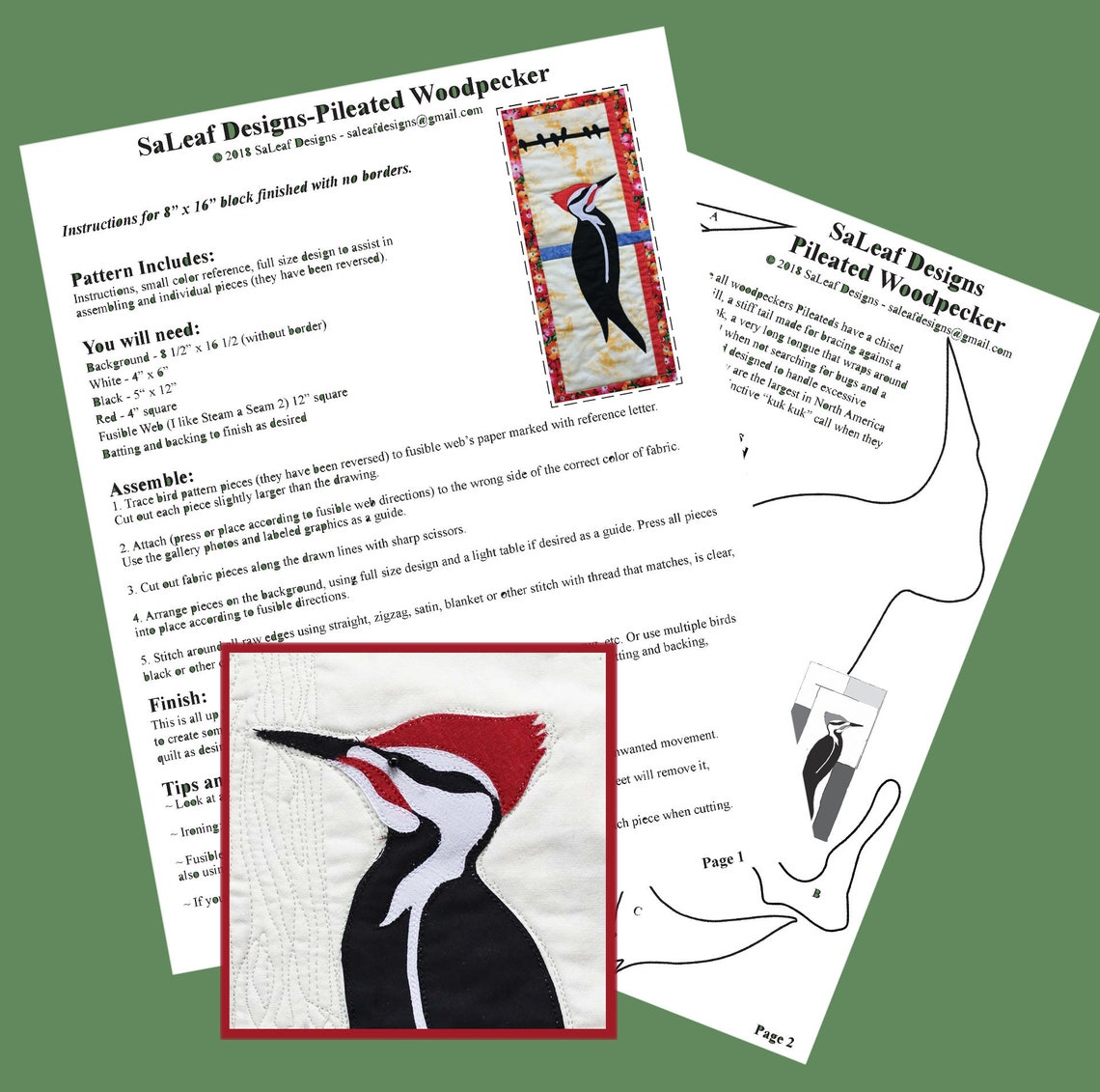 Pileated Woodpecker - Bird Applique Quilt Pattern - Digital Download - Etsy