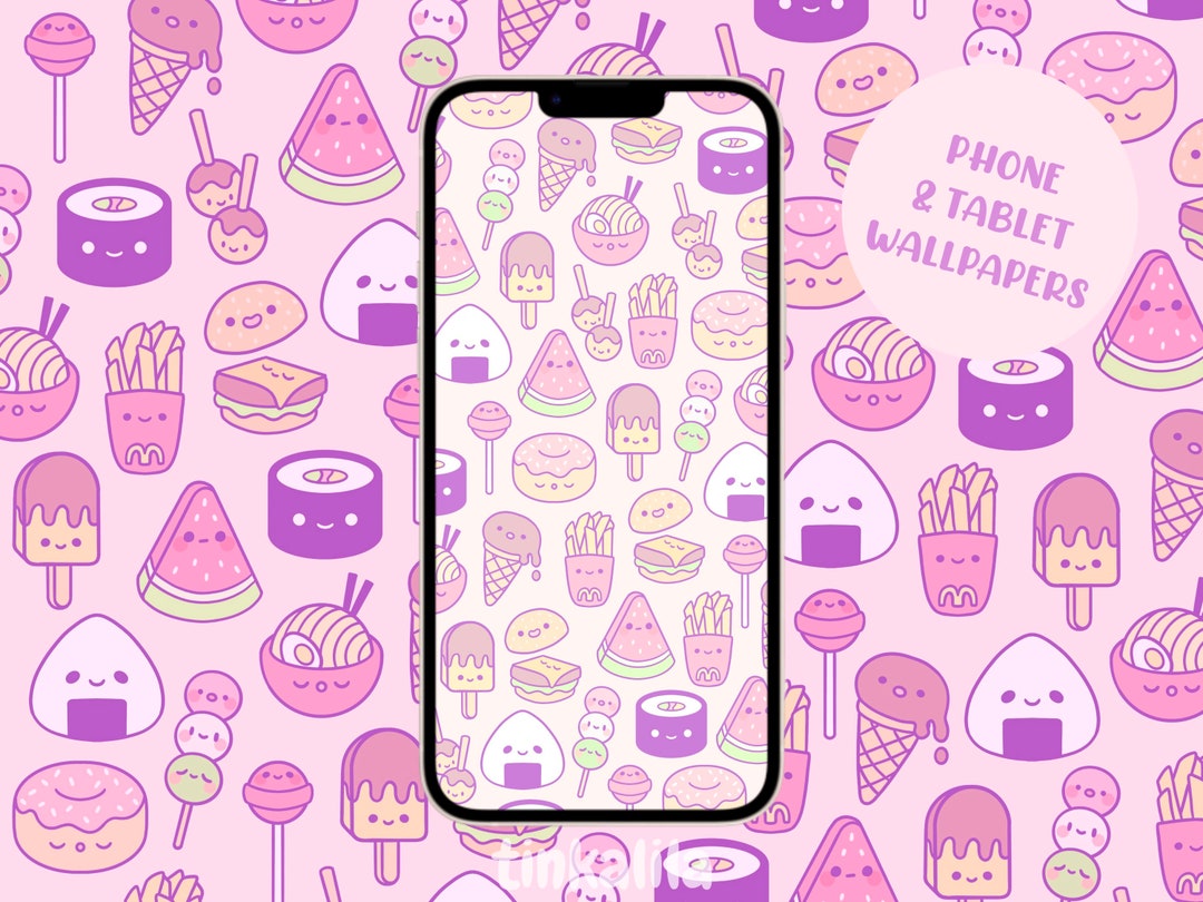 Kawaii Foods Phone & Tablet Wallpaper - Etsy