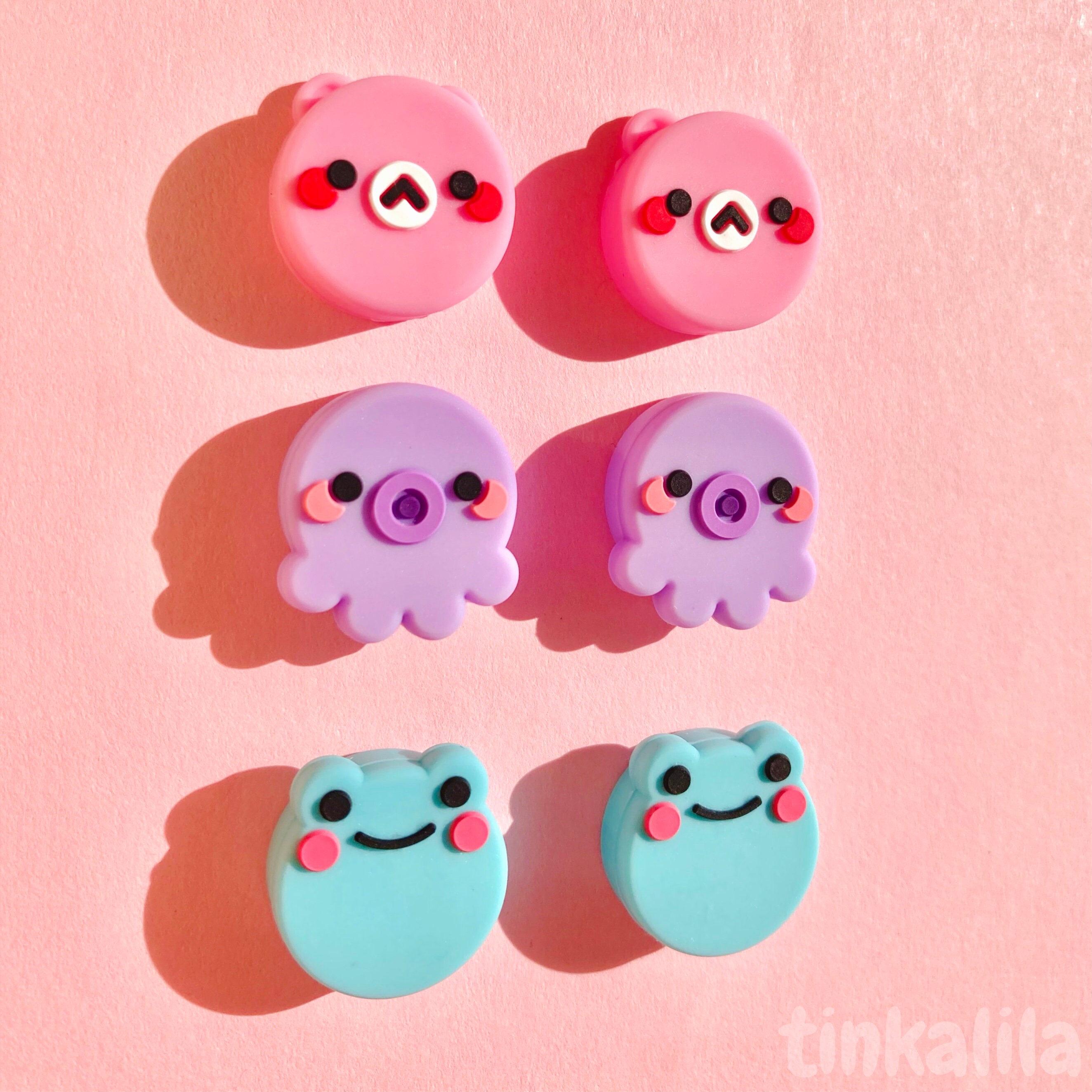 SET OF 3 PAIRS: Pastel Kawaii Creatures Joy-con Stick Caps by Tinkalila ...