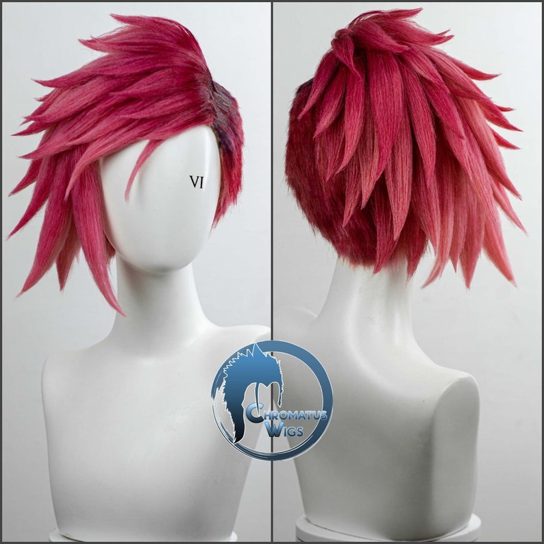 VI Violet League of Legends Arcane Pink Inspired Undercut Spiky Cosplay ...