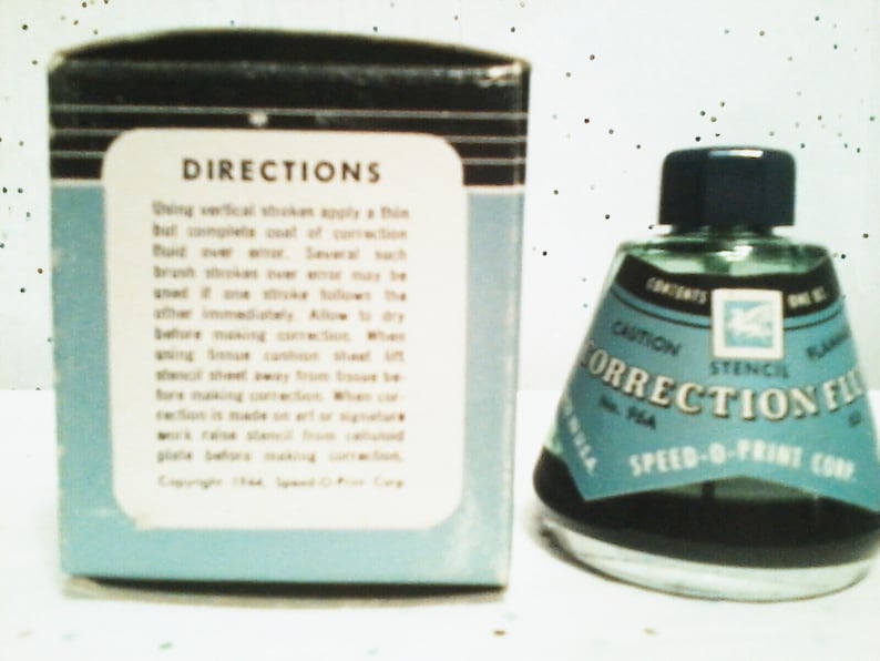 1940s Speed-o-print Stencil Correction Fluid 96A 1 Oz. Bottle - Etsy
