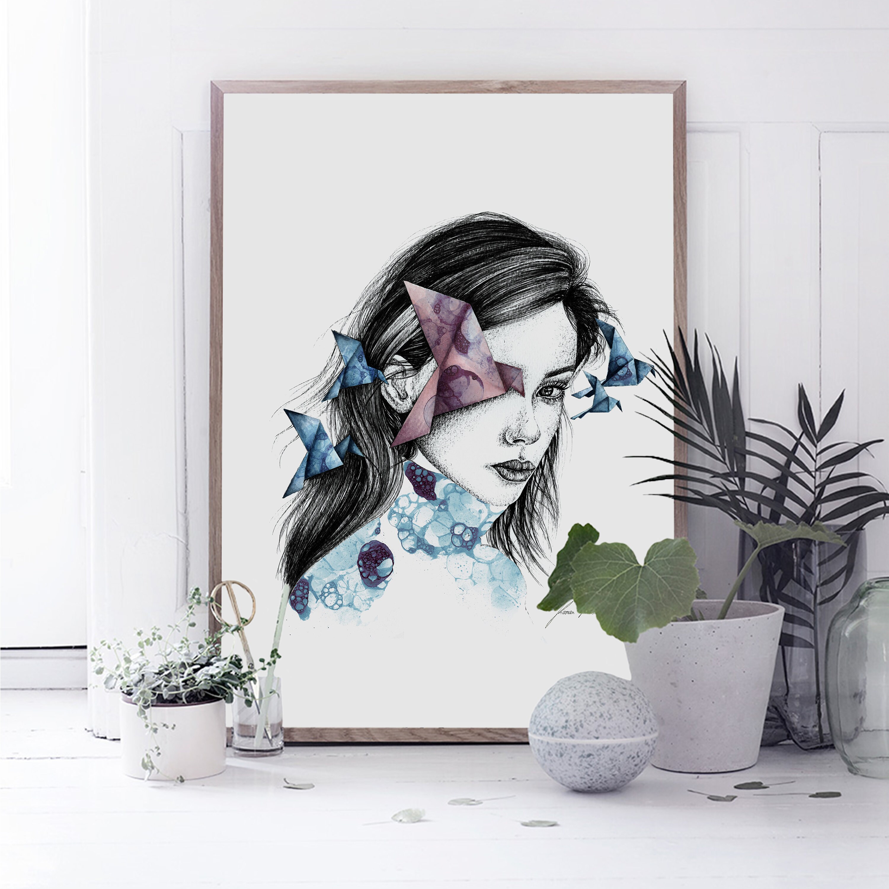 Prints gicl\u00e9e 8\u00d710 print psychedelic female portrait art ...