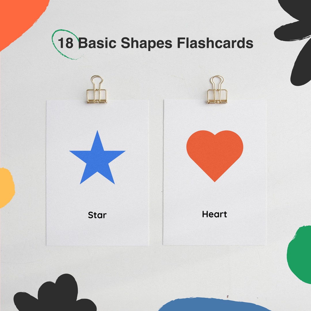 Basic Shapes Flashcards Printable, Modern Shape Flash Cards ...