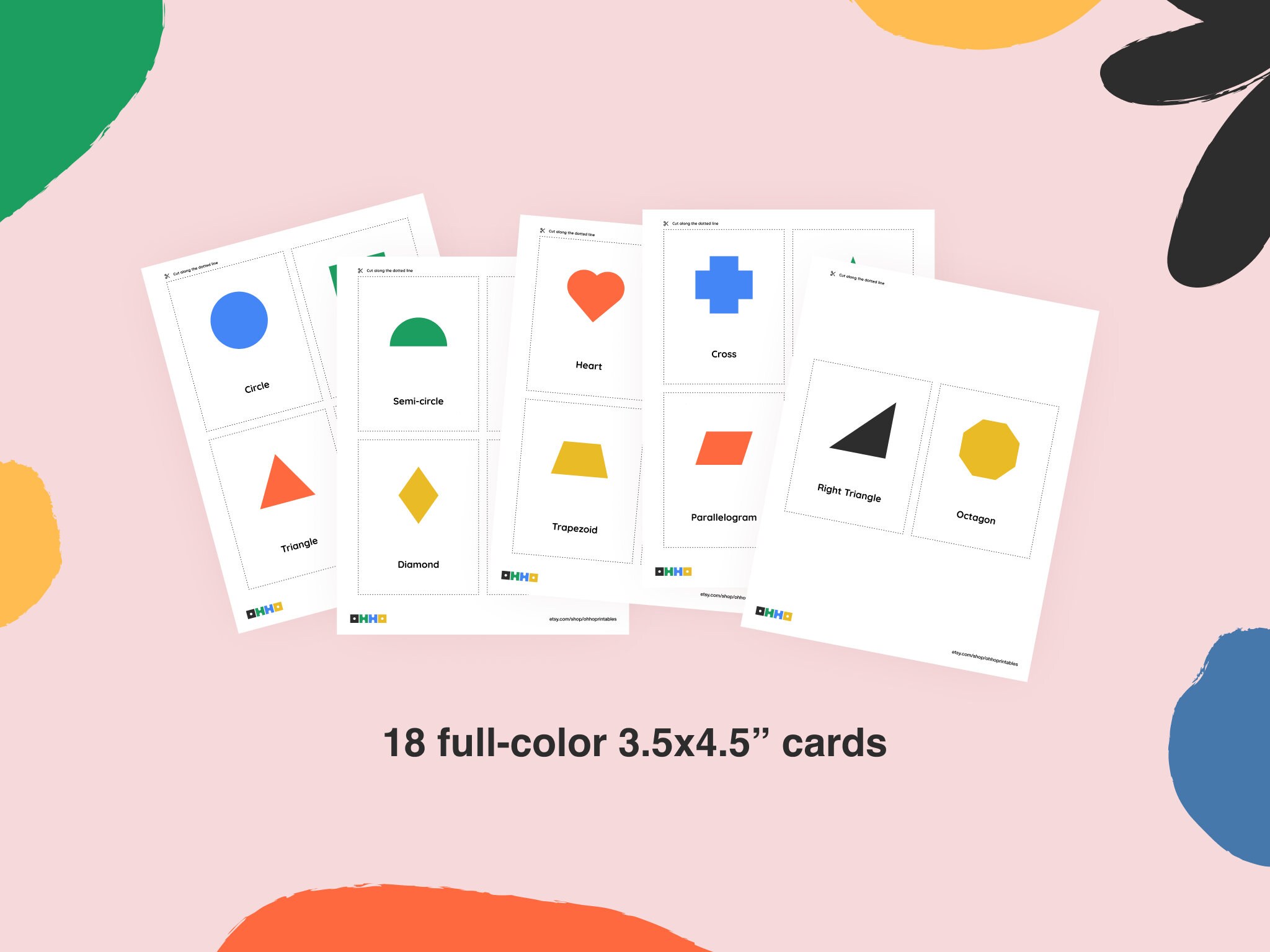 Basic Shapes Flashcards Printable, Modern Shape Flash Cards ...