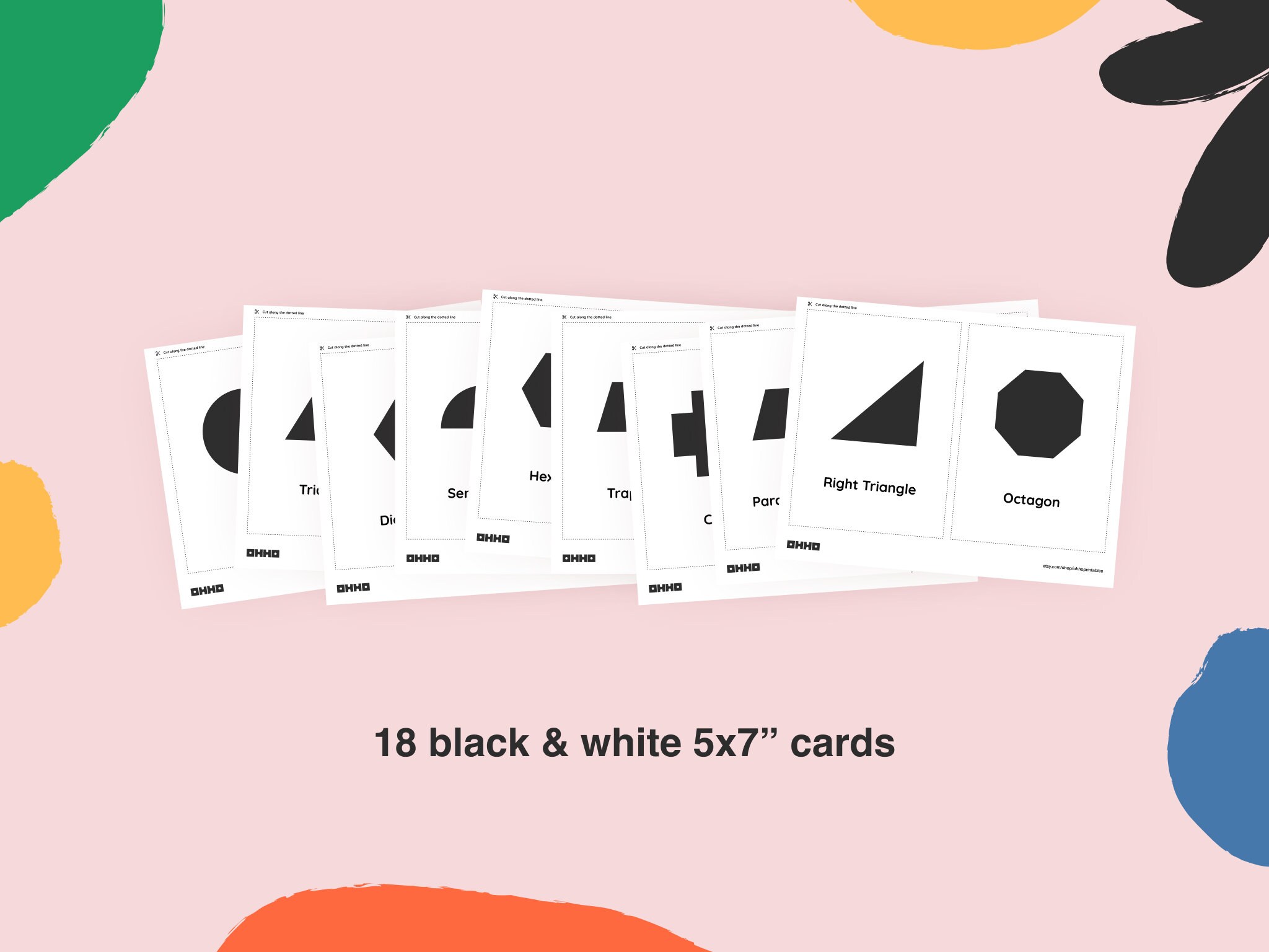 Basic Shapes Flashcards Printable, Modern Shape Flash Cards ...