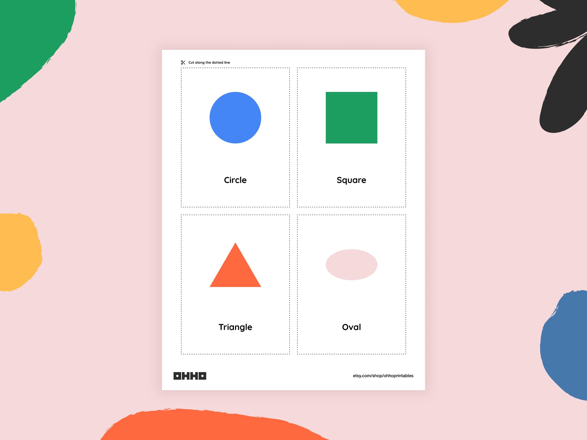 Basic Shapes Flashcards Printable, Modern Shape Flash Cards ...