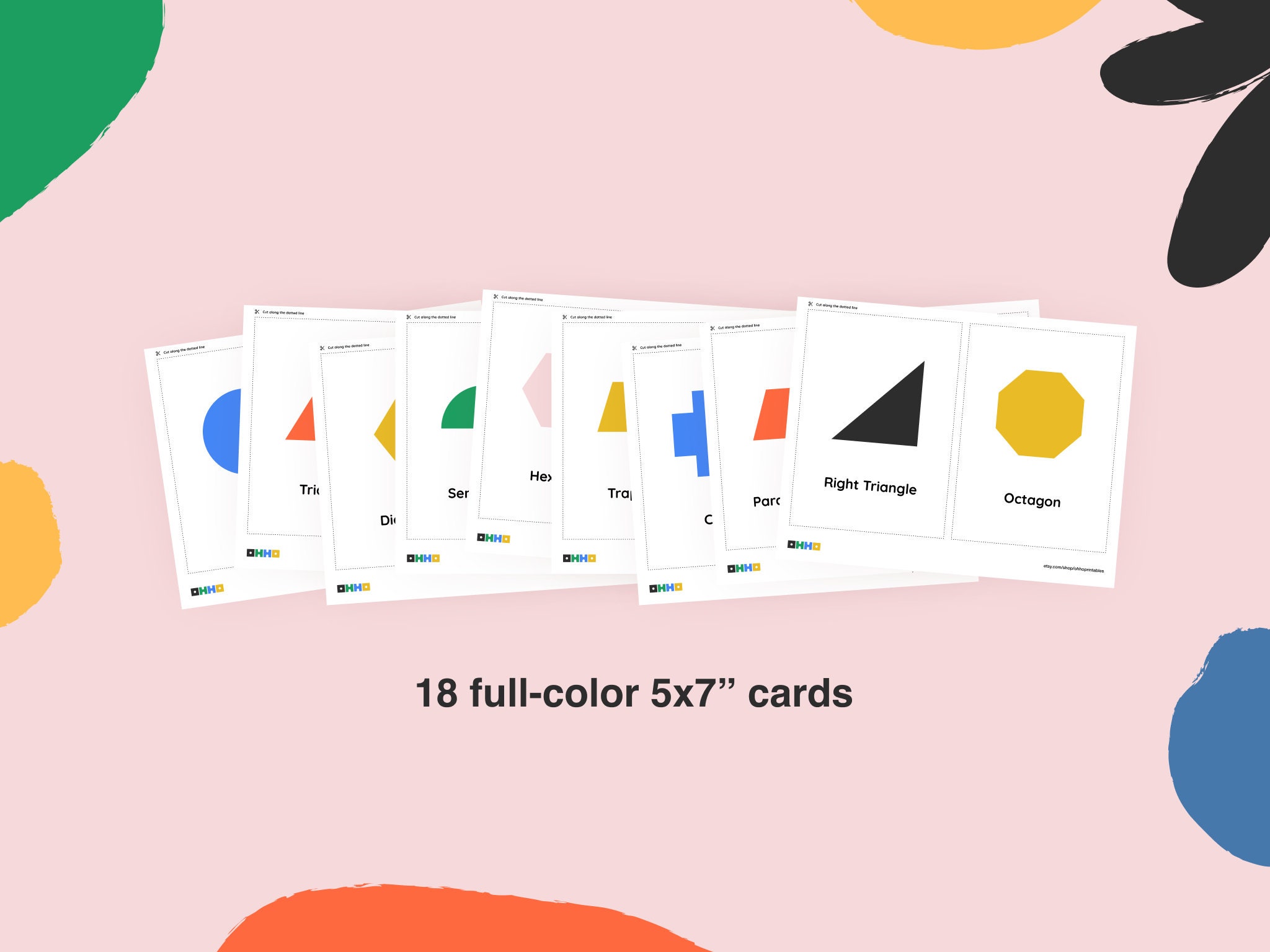 Basic Shapes Flashcards Printable, Modern Shape Flash Cards ...