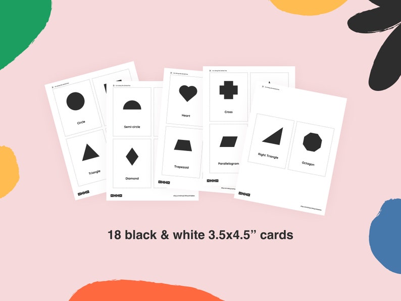 Basic Shapes Flashcards Printable, Modern Shape Flash Cards ...