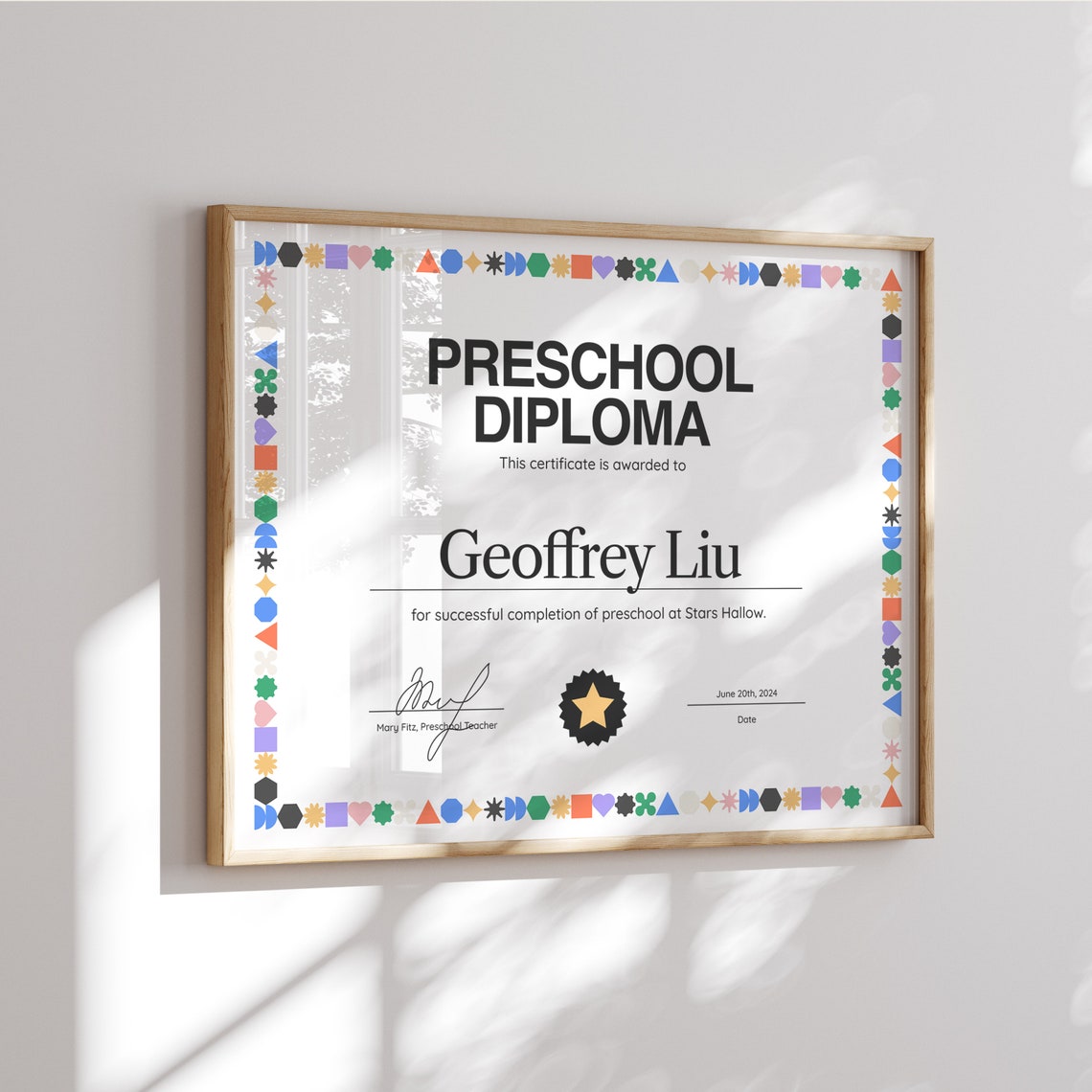 Pre-k, Preschool Diploma Printable Template, NO CUTTING, Customizable ...