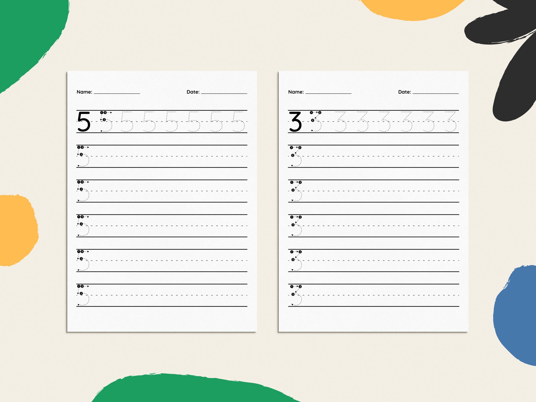 Preschool Printable Number Tracing & Writing Worksheet 1-20 ...