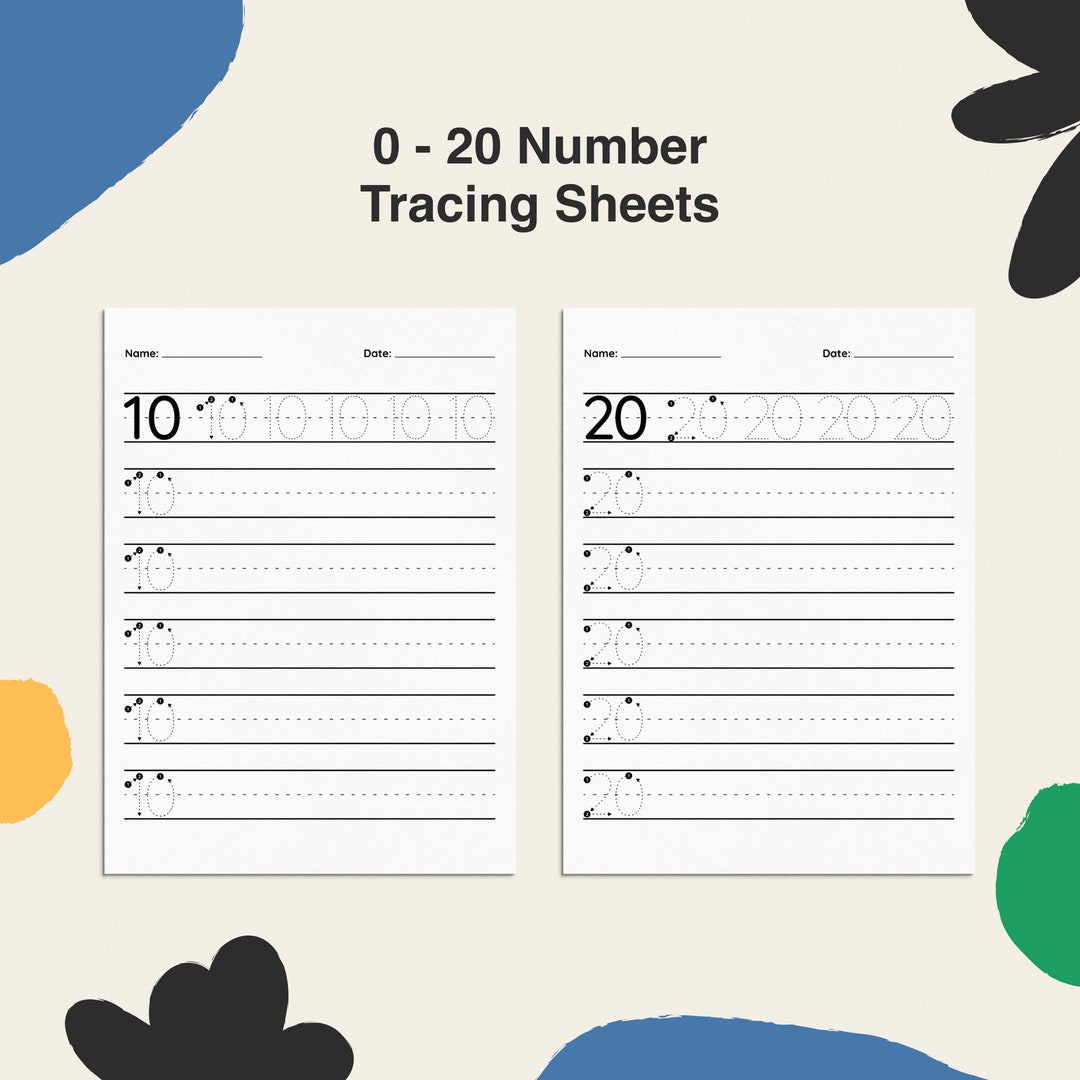 Preschool Printable Number Tracing & Writing Worksheet 1-20 ...