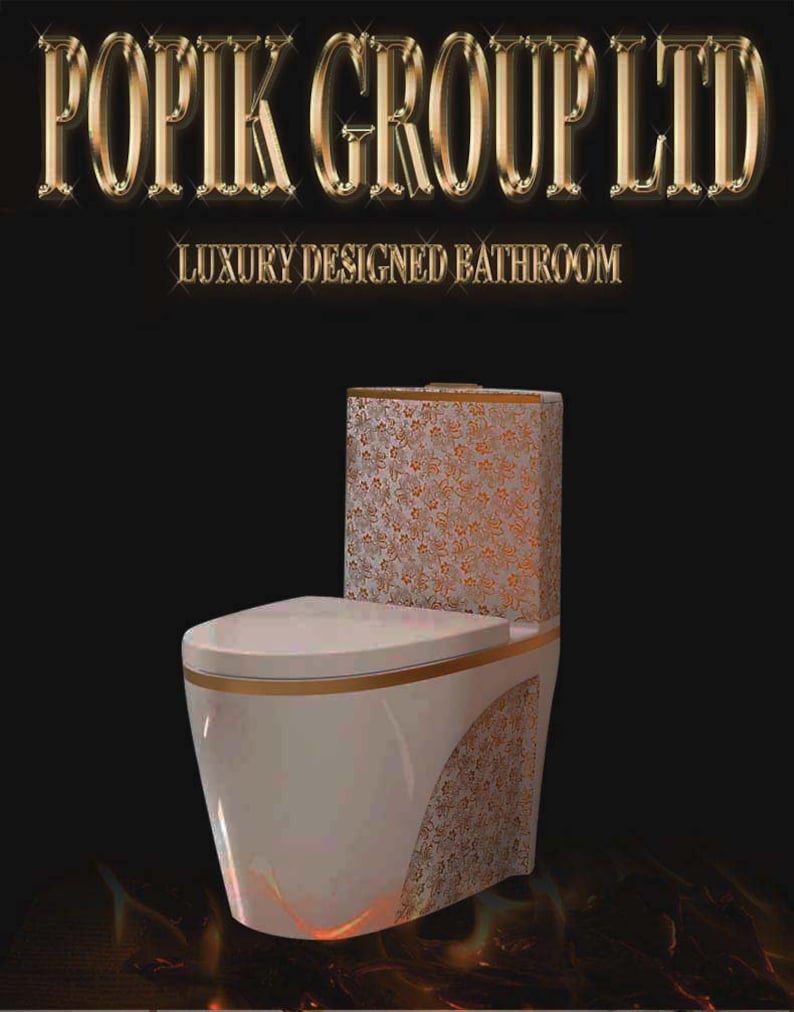 White Toilet With Gold Flowers WC, Ceramic Bathroom Decor,farmhouse ...