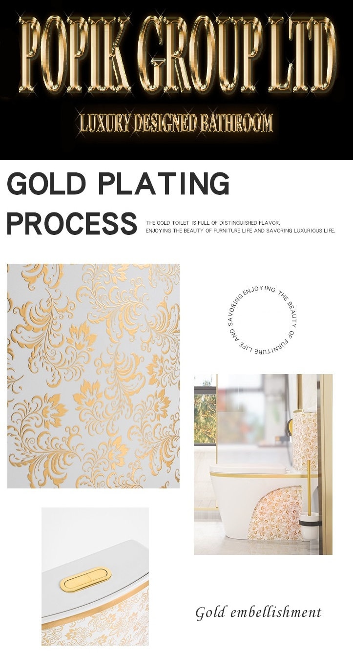 White Toilet With Gold Flowers WC, Ceramic Bathroom Decor,farmhouse ...