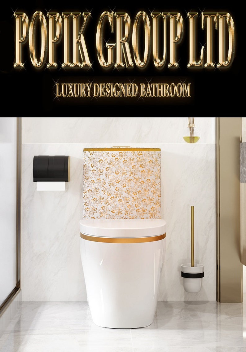 White Toilet With Gold Flowers WC, Ceramic Bathroom Decor,farmhouse ...