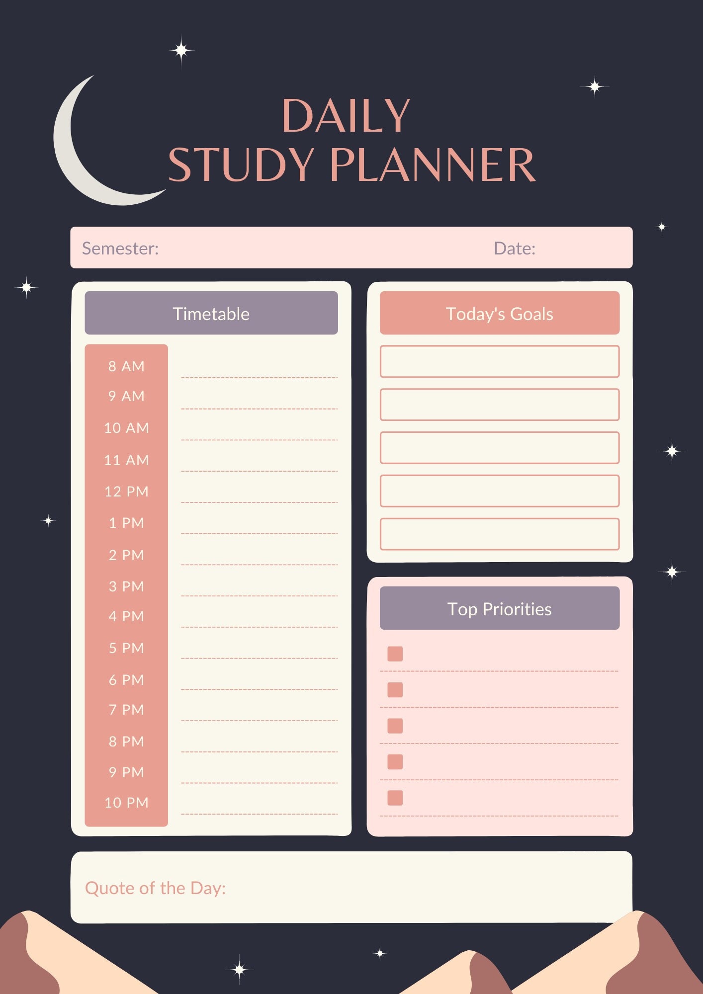 Study Tracker Journal Planner Simple Astrological Moon - Etsy