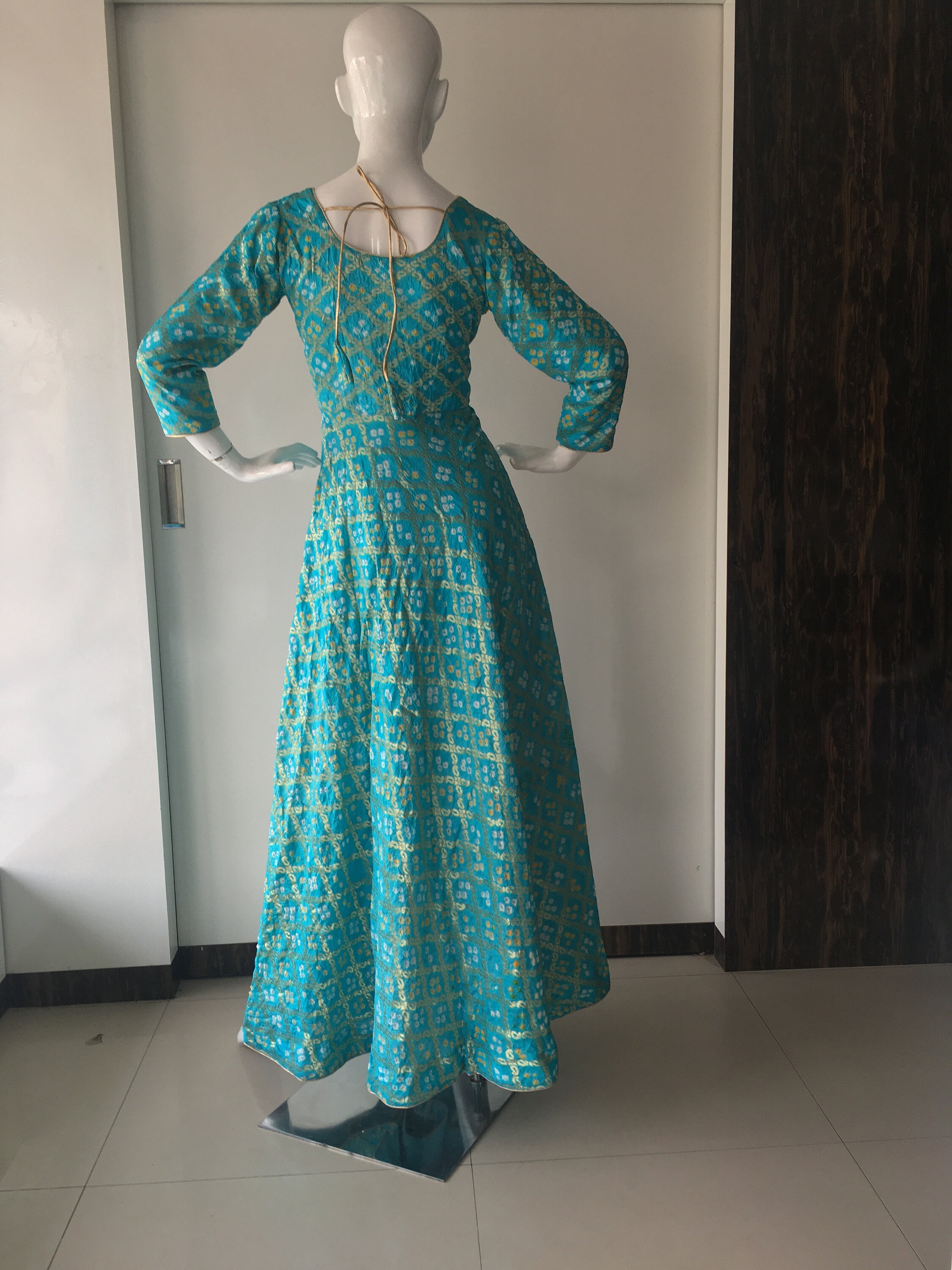 Banarsi Silk Ethnic Designer Bandhani Bandhej Gown Dress Party - Etsy