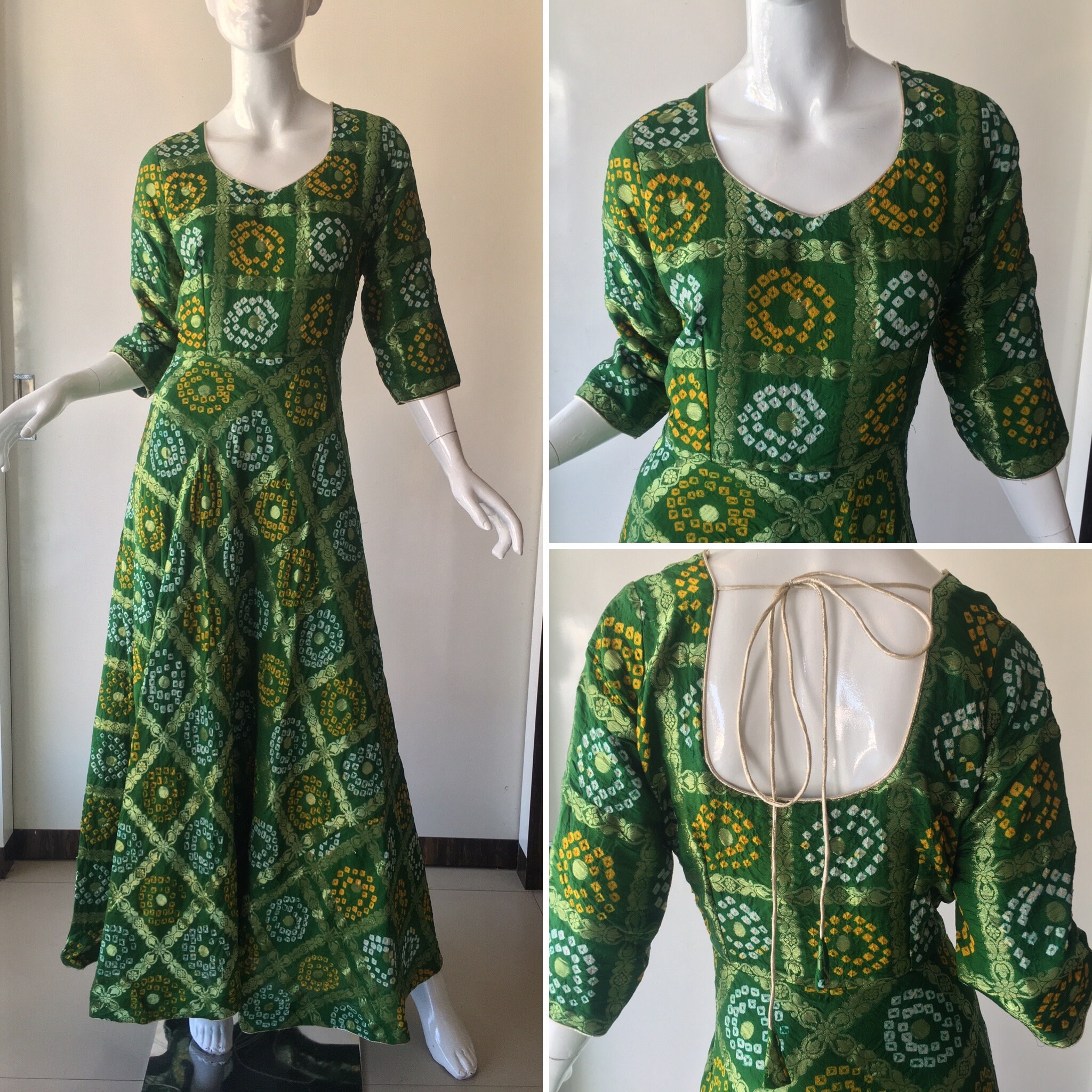 Banarsi Silk Ethenic Designer Bandhani Bandhej Gown Dress - Etsy