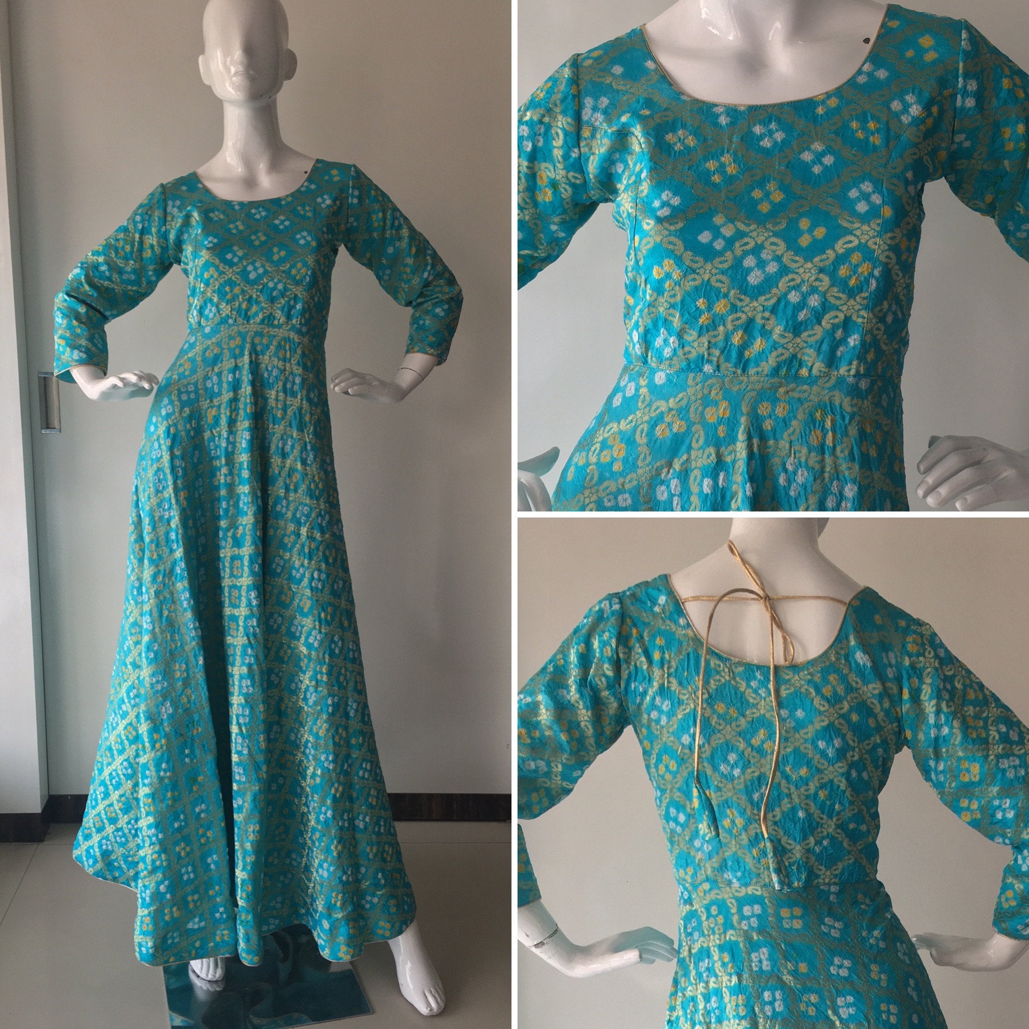 Banarsi Silk Ethenic Designer Bandhani Bandhej Gown Dress - Etsy