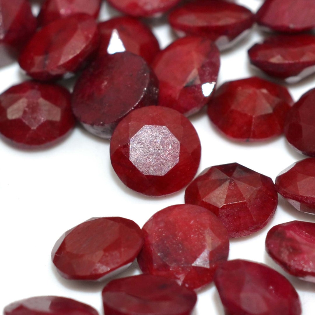 Faceted Red Ruby Corundum: Loose Gemstone Lot for Jewelry Making - Etsy