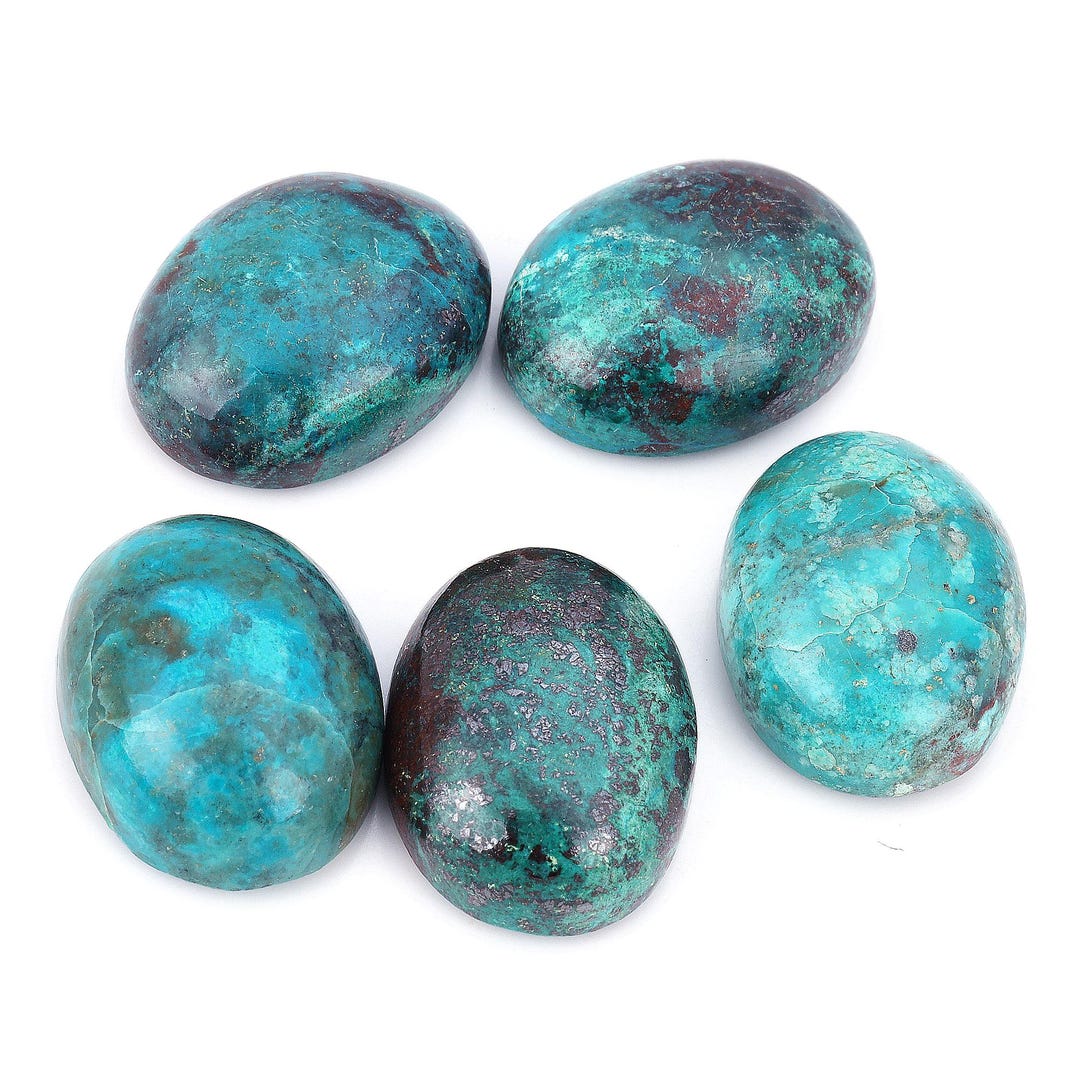 AAA Chrysocolla Cabochon, Oval Gemstone, Calibrated Flatback (6x4mm to ...