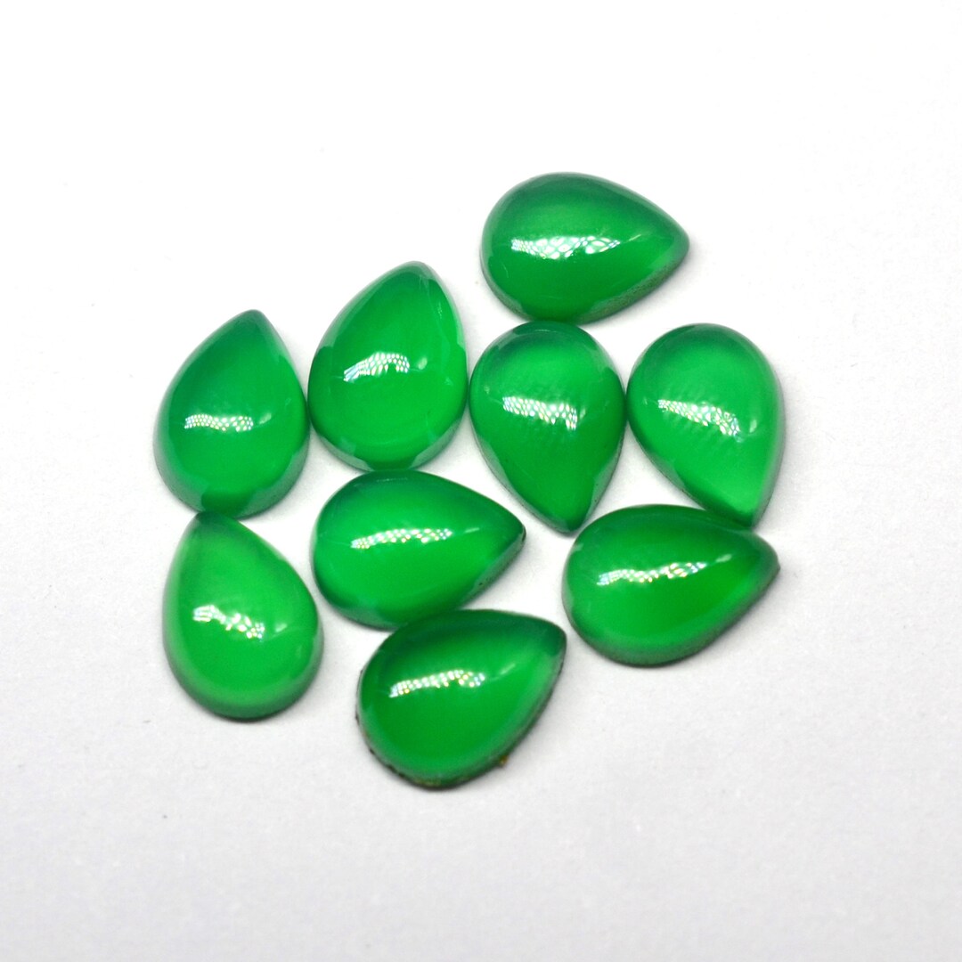 Green Onyx Cabochon Size 5x7mm TO 13x18 Pear Shape Cab Natural Green ...