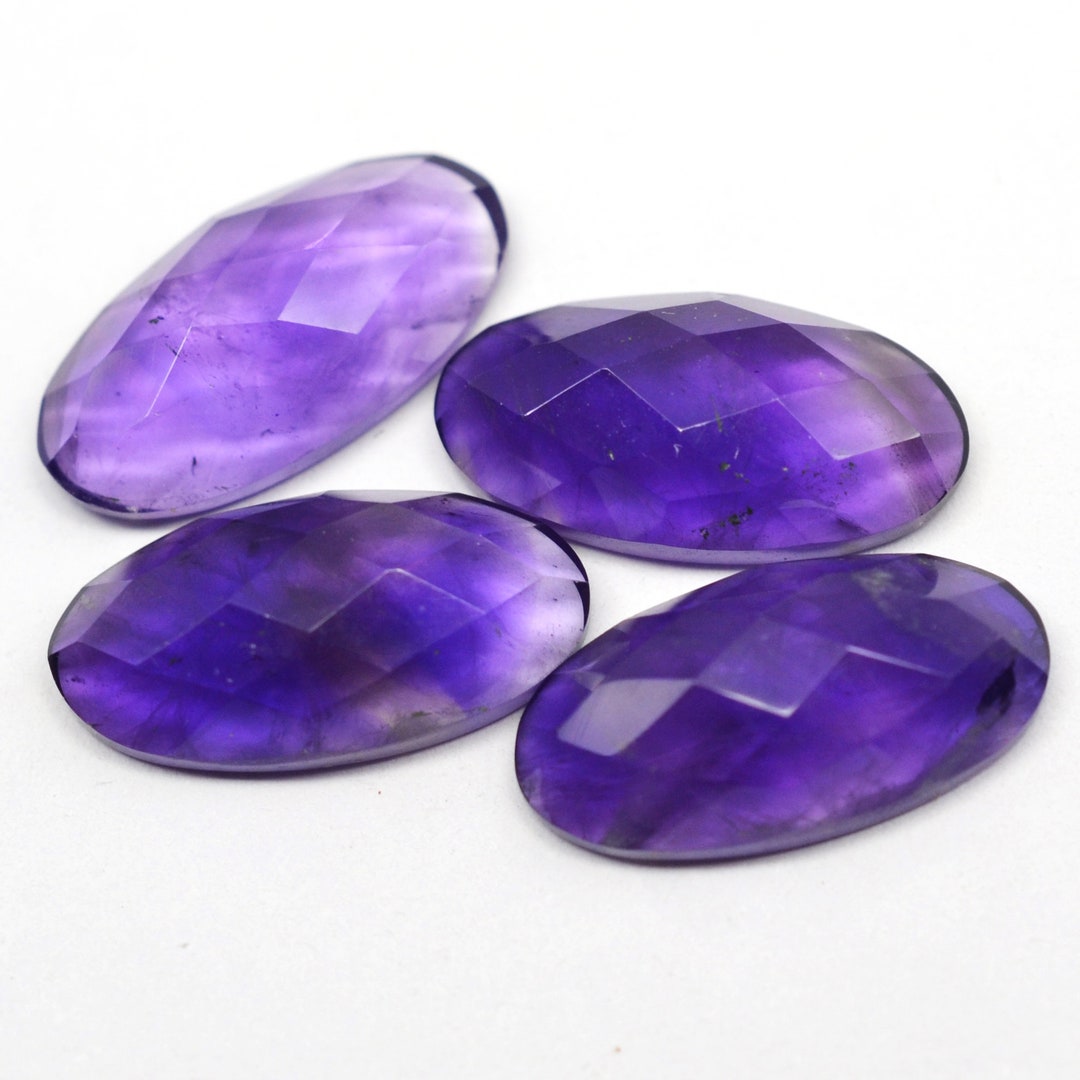Natural Amethyst Cabochon: Oval Checker Cut Gemstone (6x12mm TO 12x24mm ...