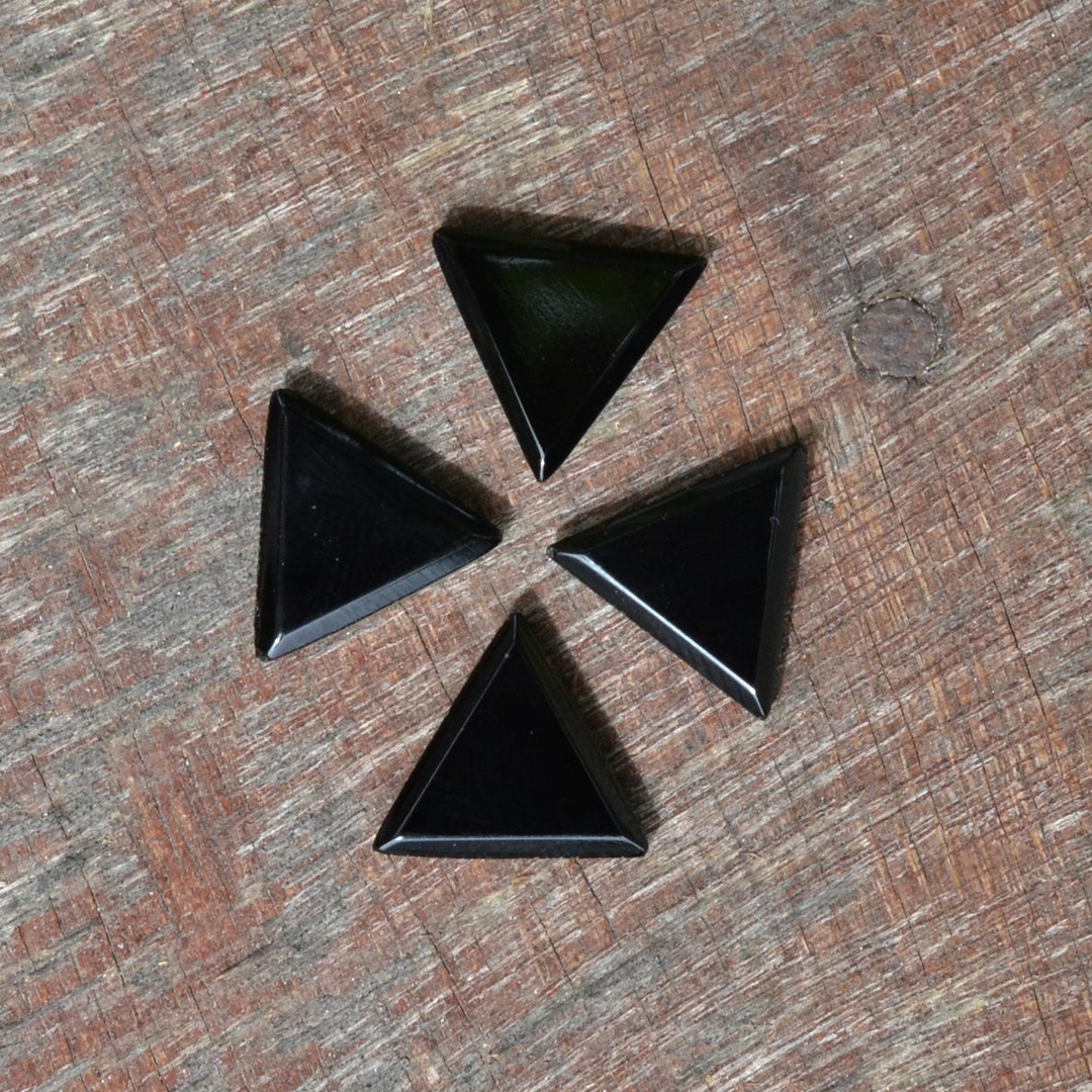 Black Onyx 8mm TO 15mm Triangle Cabochon Flat Back Front Polished ...