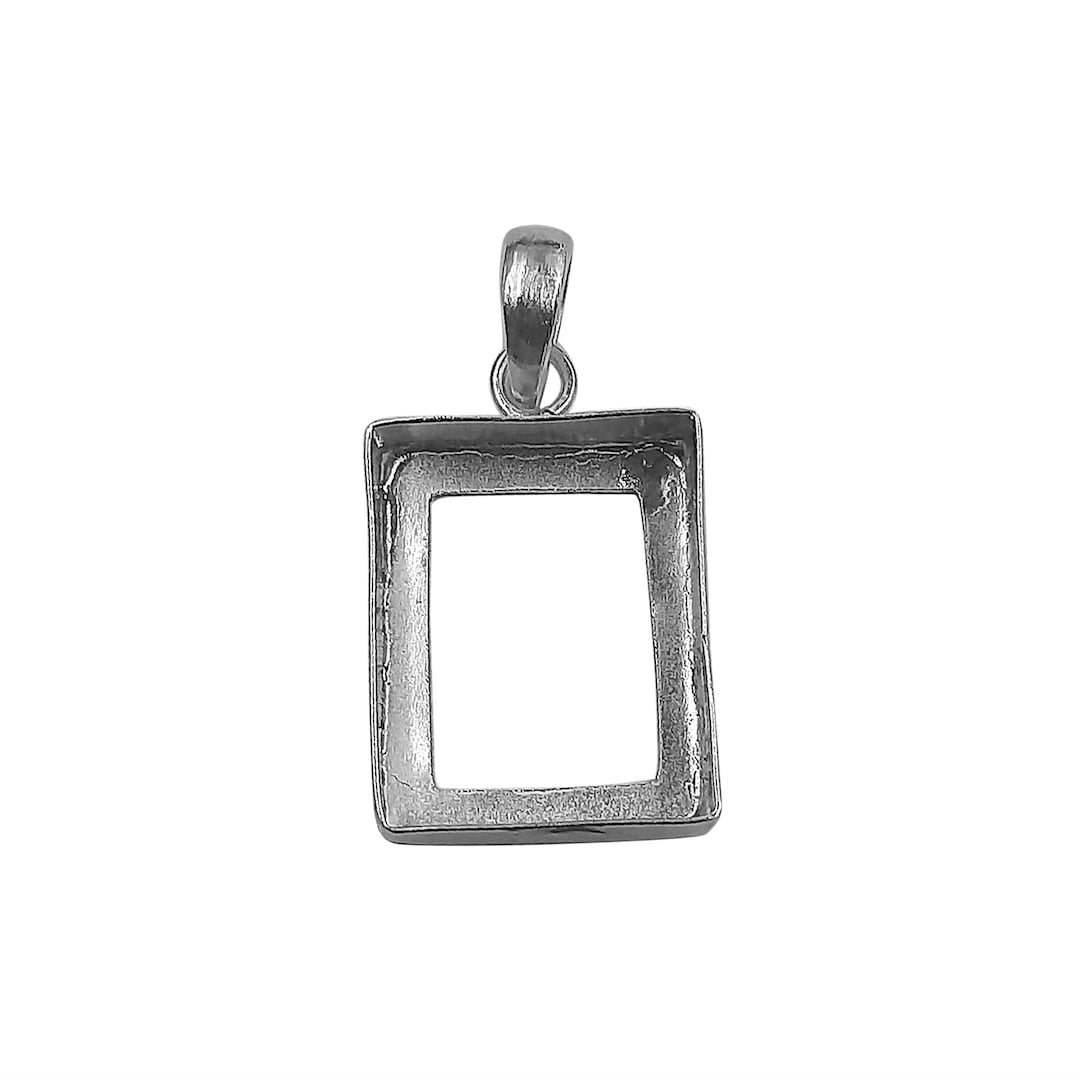 Sterling Silver Rectangle Pendant Bezel: 5x7 to 15x20mm Gemstone ...
