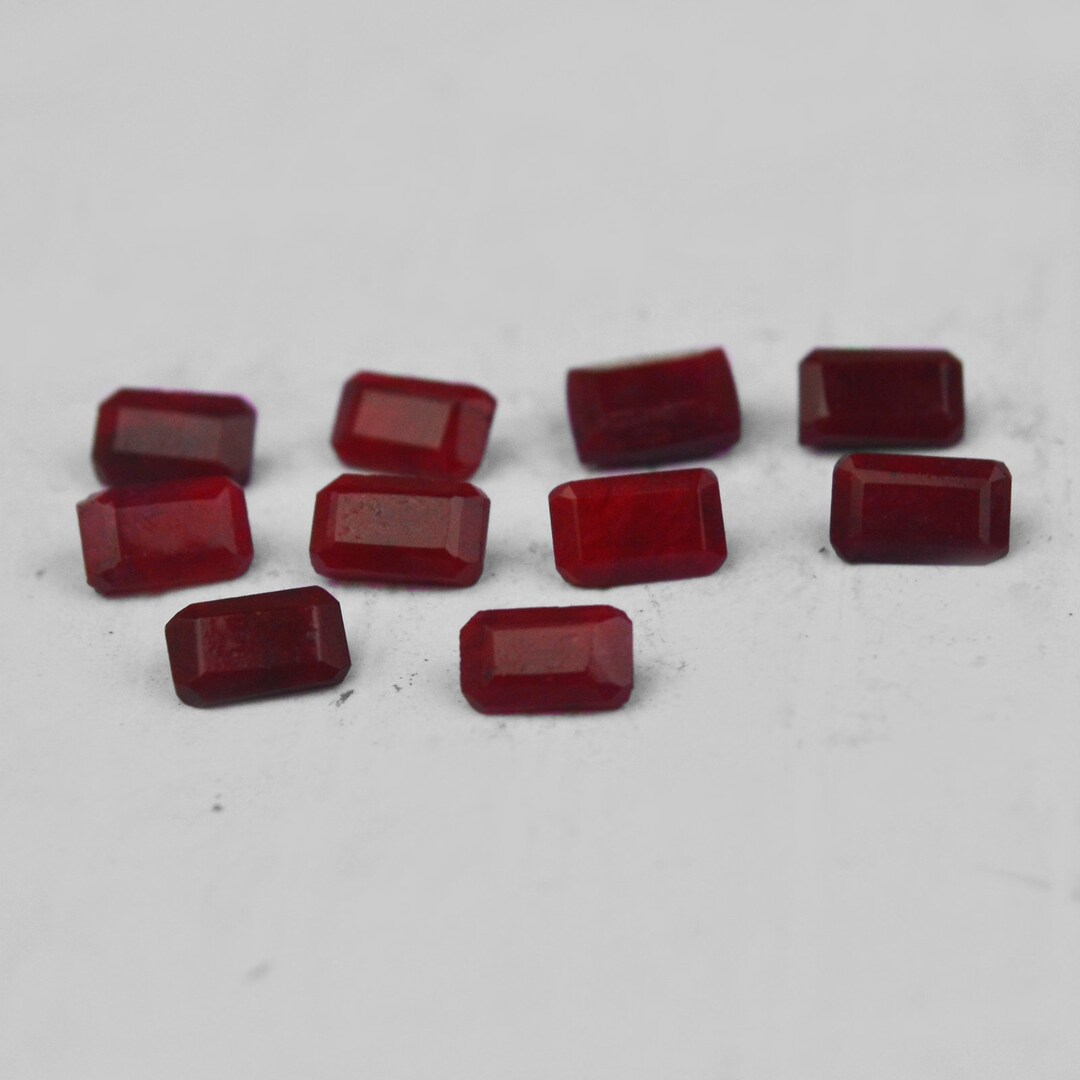 Ruby Corundum 4x6mm Octagon Faceted Cut Gemstone 1pcs Color Enhanced ...