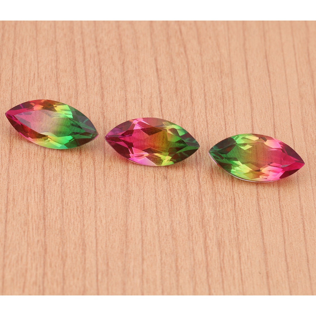 Faceted Watermelon Quartz Marquise Gemstone Doublet (9x18 to 12x24 Mm ...