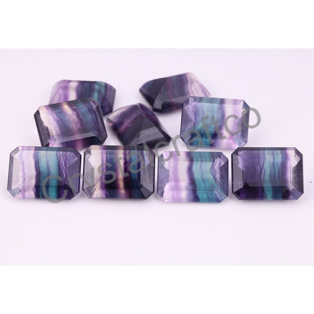 Fluorite Octagon Shape Faceted Cut, Multi Fluorite Loose Gemstone for ...