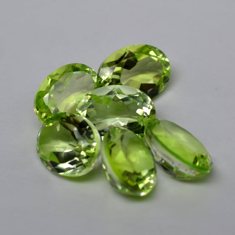 Oval Faceted Green Peridot Quartz Doublet: Jewelry Making Stone - Etsy