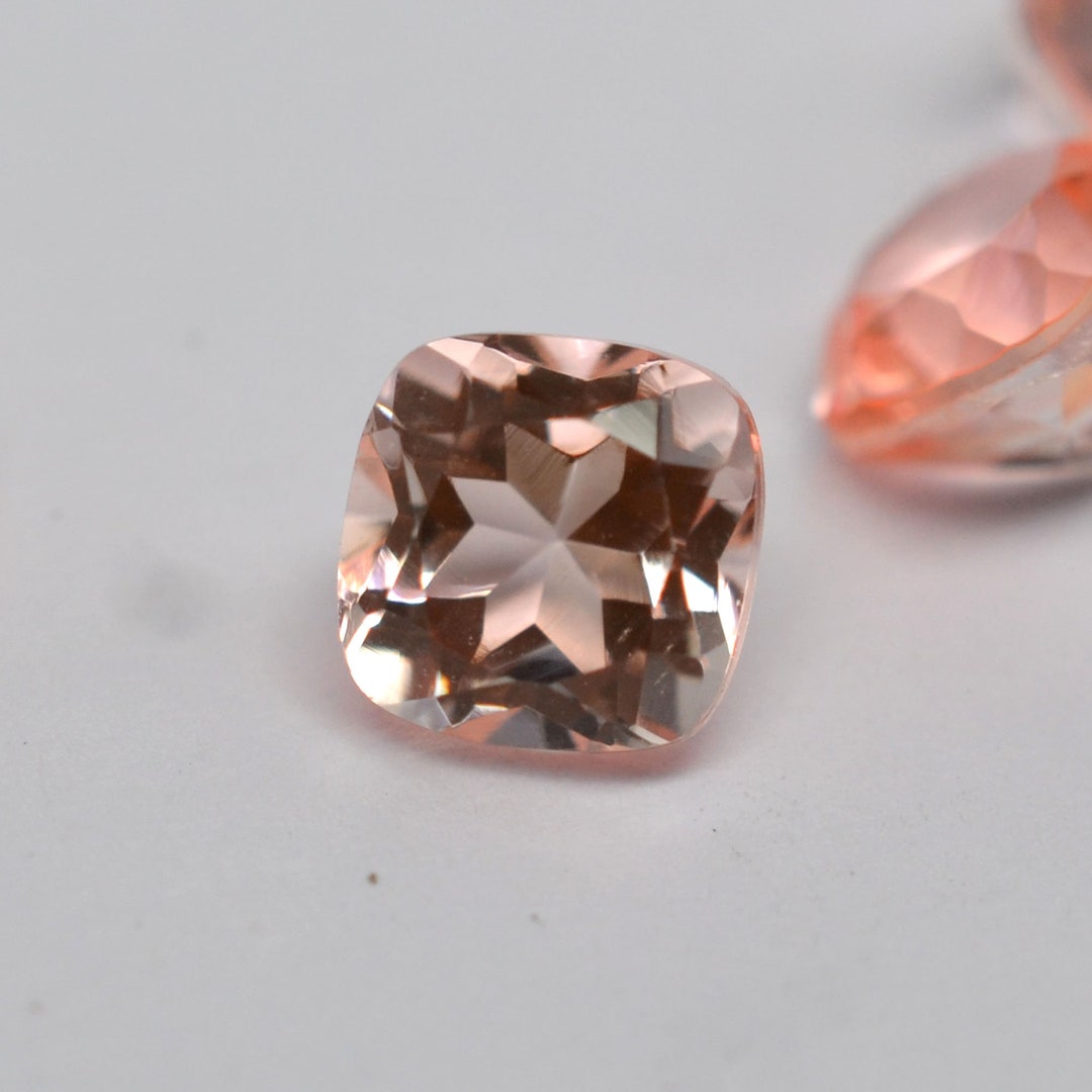 Morganite Quartz 5mm 6mm 7mm 8mm 9mm 10mm Cushion Faceted Cut Morganite ...