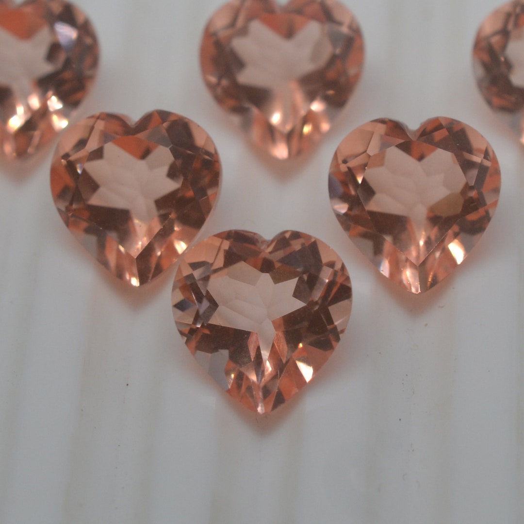 Morganite Quartz 8mm TO 15mm Heart Faceted Cut Gemstone AAA Quality ...