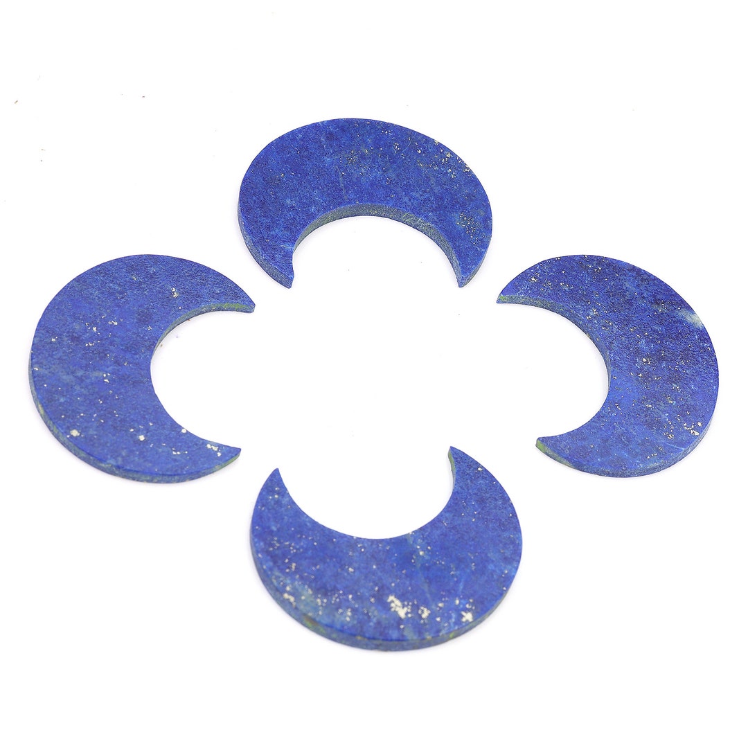 Natural Lapis Lazuli Half Moon Shape Flat Moon Shape Jewelry Lapis Moon ...