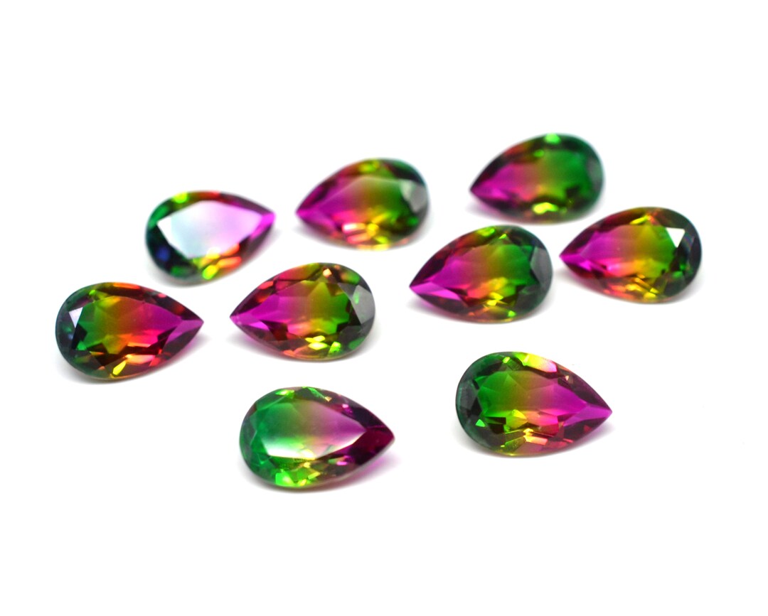 Pear Faceted Watermelon Quartz Doublet: 7x10mm to 15x20mm Gemstone - Etsy