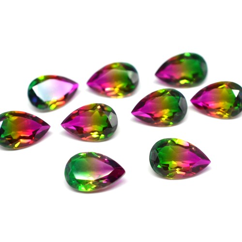 Watermelon Quartz 8x12mm Pear Faceted Cut Gemstone Water-melon - Etsy