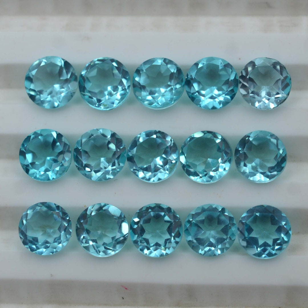 Paraiba Quartz Gemstone: Round Faceted Cut Stone for Jewelry - Etsy