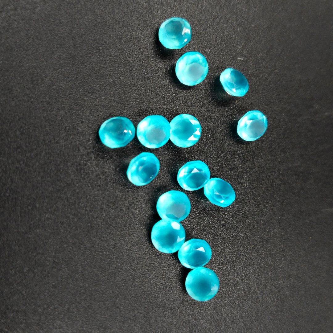 Paraiba Chalcedony Round Shape Faceted Cut Stone Calibrated All Size ...