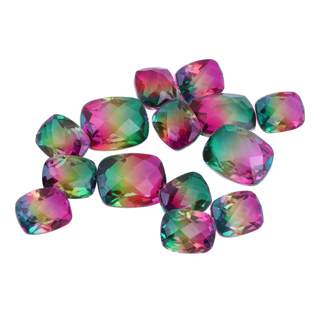 Faceted Watermelon Quartz Doublet Stone: Cushion Cut, 8x10mm-15x20mm - Etsy