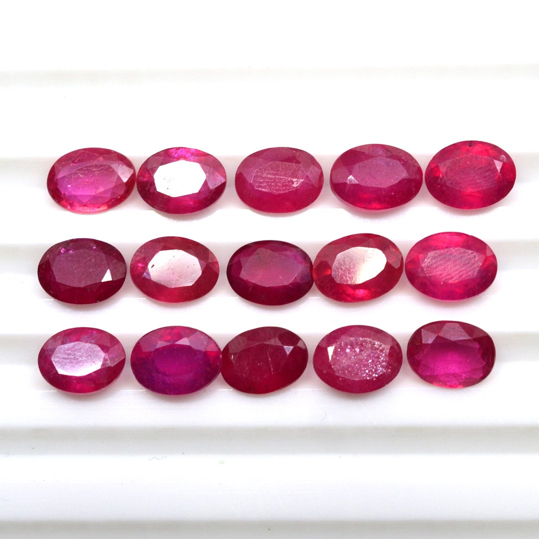 Glass Filled Ruby 8x10mm 7x9mm 6x8mm 5x7mm 4x6mm 3x5mm Oval Faceted Cut ...